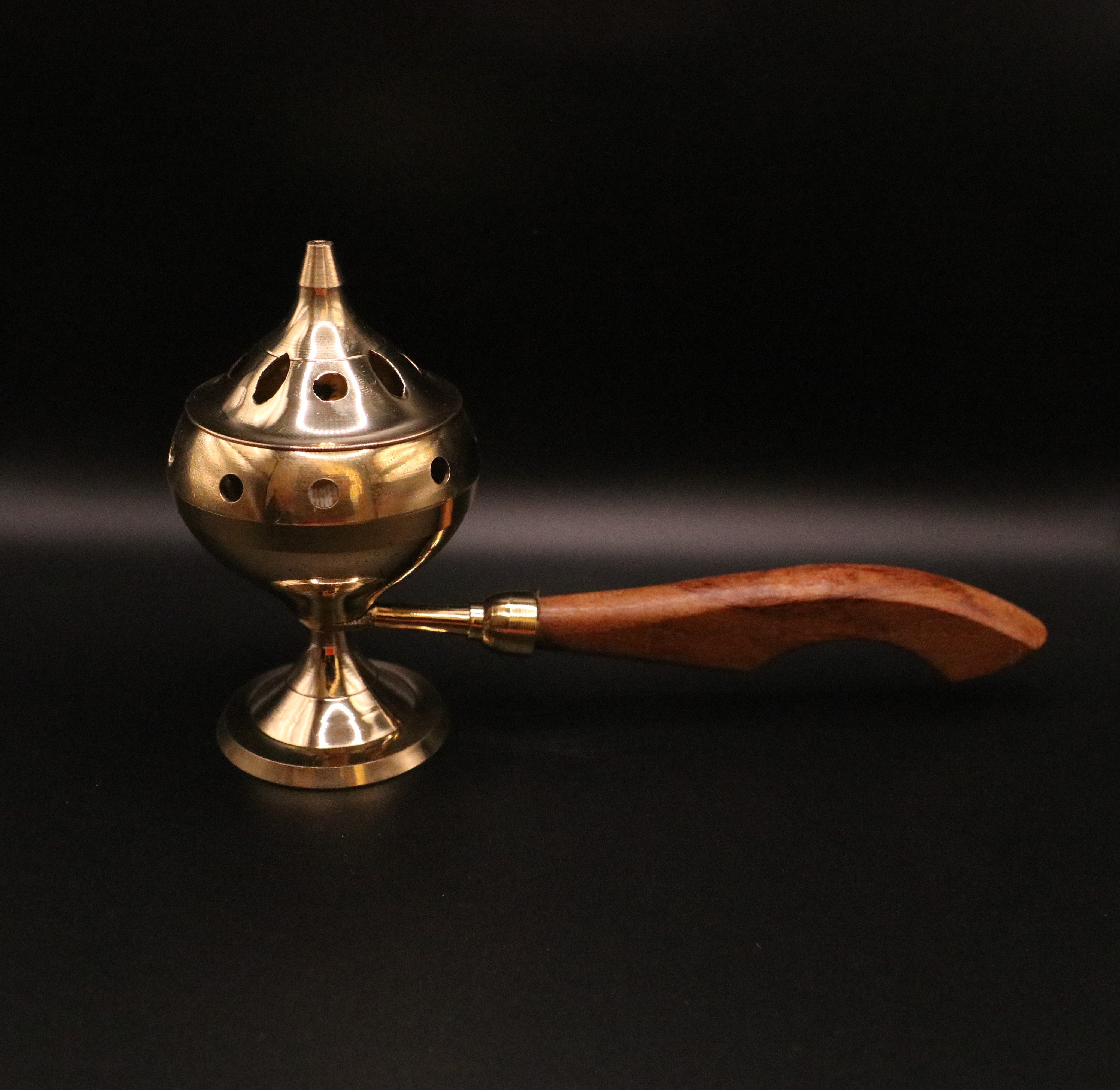 Brass censer w/wood handle | New Camaldoli Hermitage